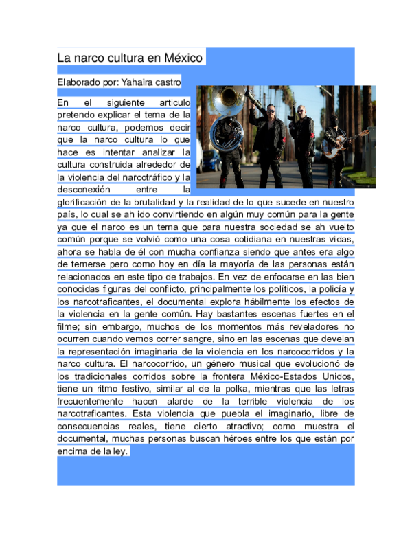 (DOC) La narco cultura en Mexico
