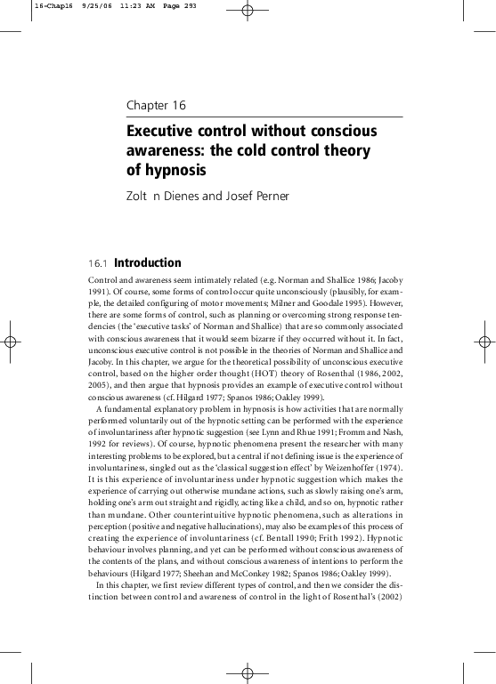 (PDF) Executive control without conscious awareness: the cold control ...