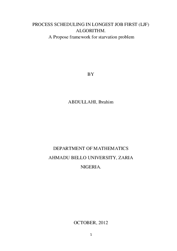 Pdf Process Scheduling In Longest Job First Ljf Algorithm A