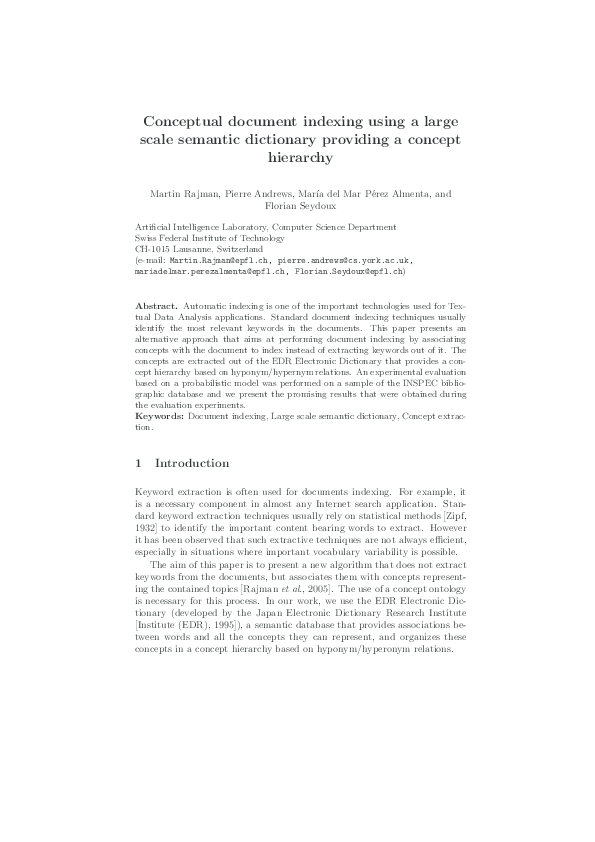 (PDF) Conceptual document indexing using a large scale semantic dictionary providing a concept ...