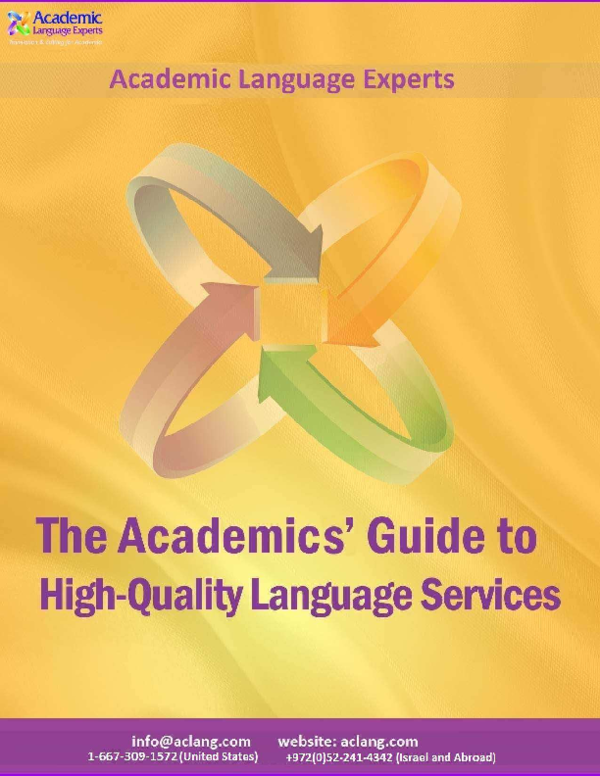 (PDF) The Academic's Guide to High Quality Translation and Editing Services