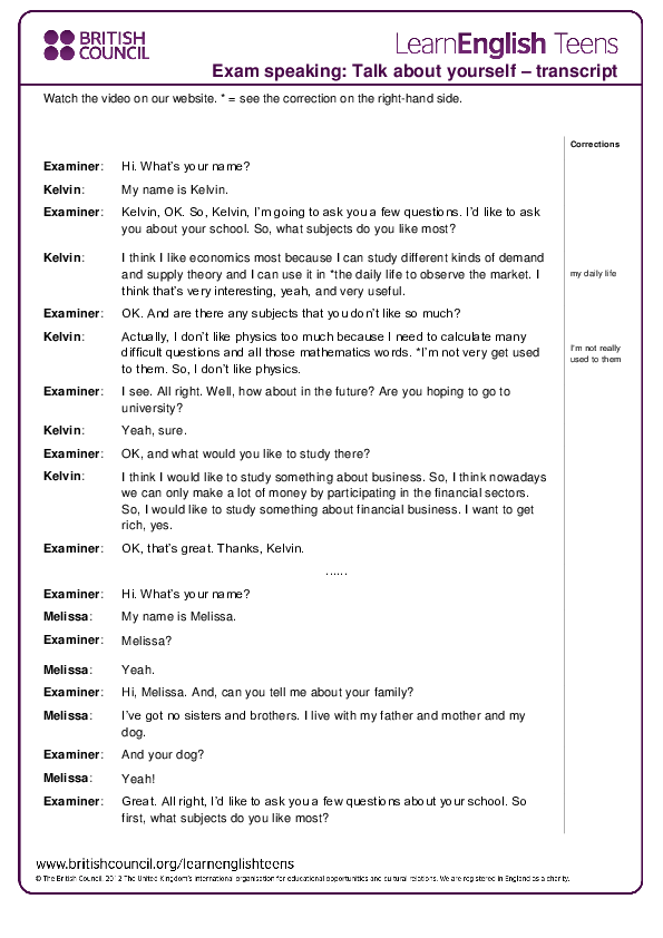 (PDF) Talk about yourself - transcript 4