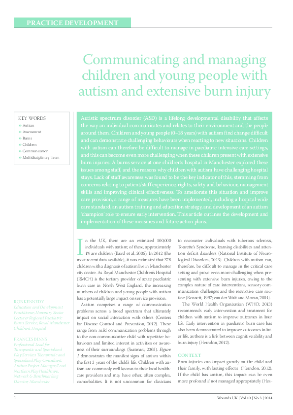 (PDF) Communicating and manging children and young people with autism ...
