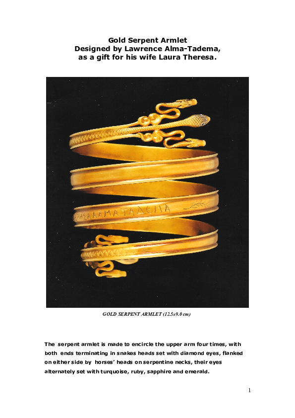 (DOC) Gold Serpent Armlet, Designed by Lawrence Alma Tadema as a gift ...
