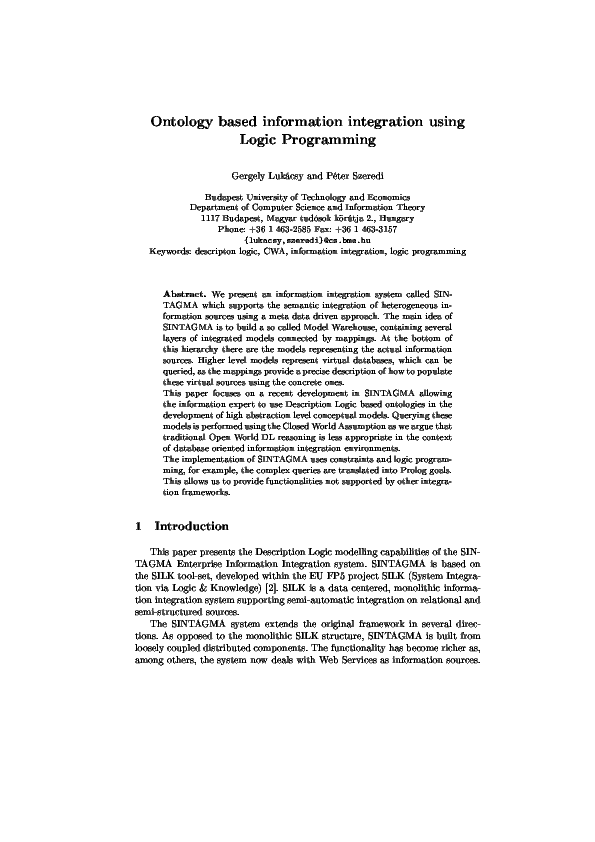 Pdf Ontology Based Information Integration Using Logic Programming