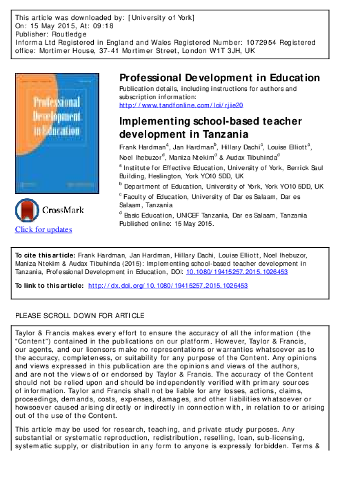 (PDF) Professional Development in Education Implementing school-based ...