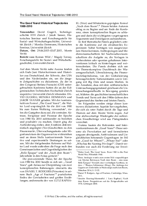 (PDF) The Good Years! Historical Trajectories 1980-2010