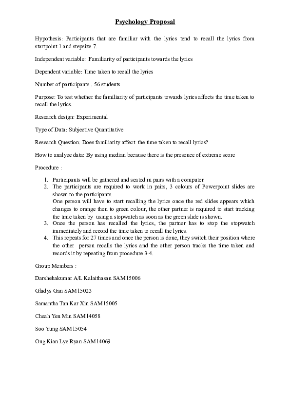 (DOC) Psychology Proposal