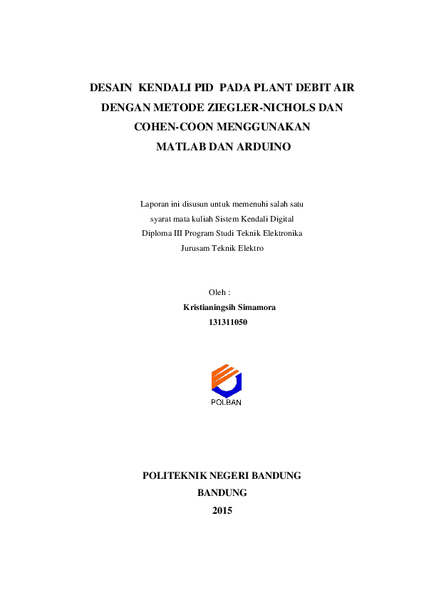 (PDF) Desain Kendali PID Pada Plant Debit Air Dengan Metode Ziegler ... (PDF) Desain Kendali PID Pada Plant Debit Air Dengan Metode Ziegler ...