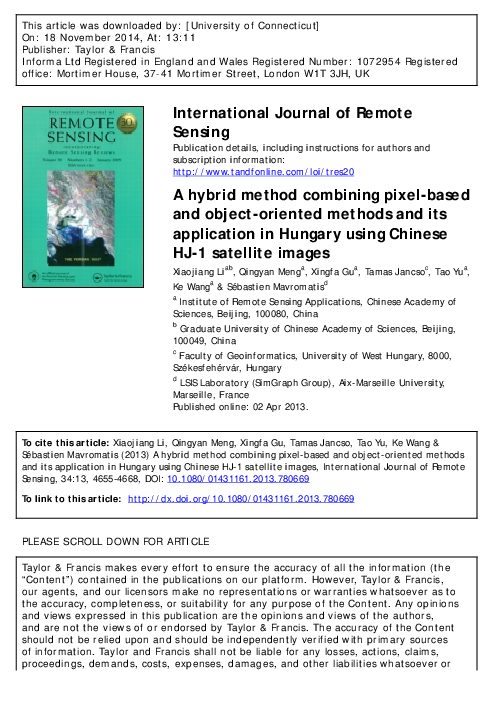 Pdf International Journal Of Remote Sensing A Hybrid Method Combining