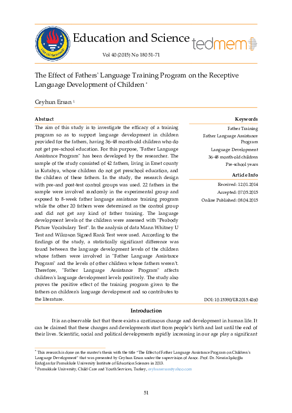 (PDF) The Effect of Fathers' Language Training Program on the Receptive ...