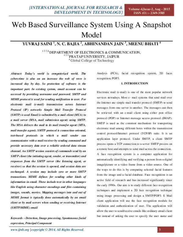 (PDF) Web Based Surveillance System Using A Snapshot Model