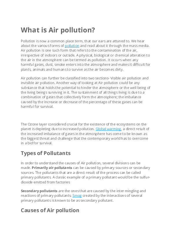 (DOC) What is Air and water pollution