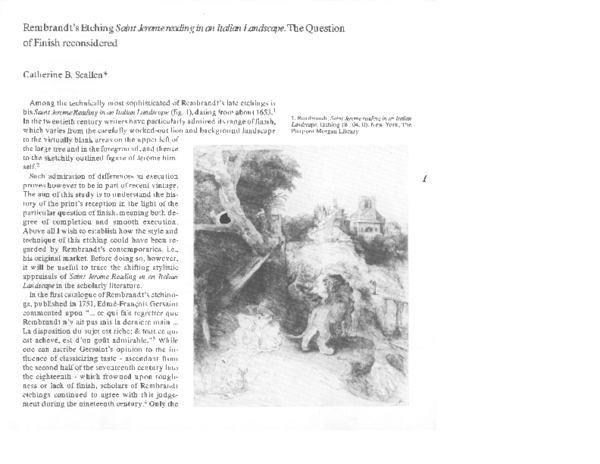 "Rembrandt's Etching Saint Jerome in an Italian Landscape. The Question ...