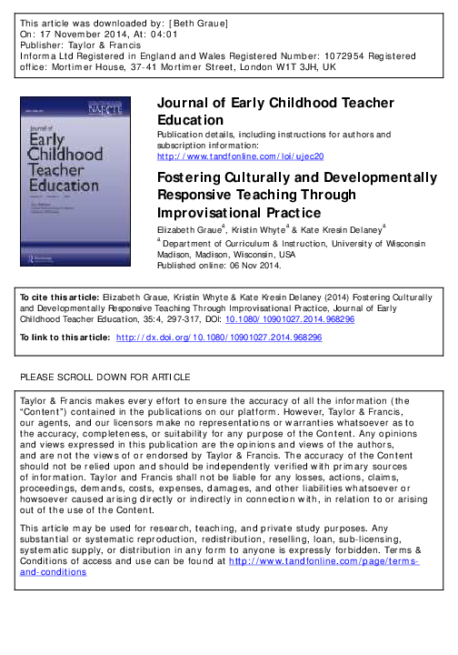 (PDF) Fostering Culturally and Developmentally Responsive Teaching ...