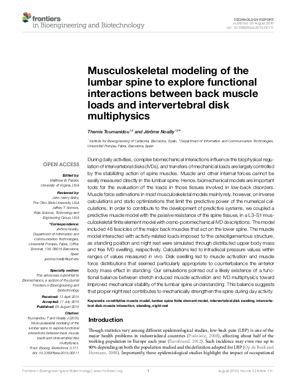 (PDF) Musculoskeletal modeling of the lumbar spine to capture possible ...