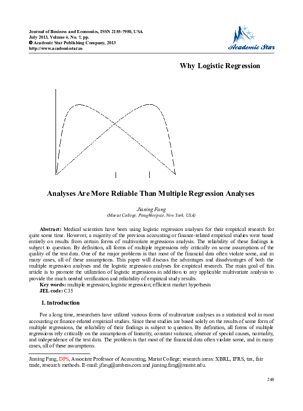 (DOC) Why Logistic Regression Analyses Are More Reliable Than Multiple ...