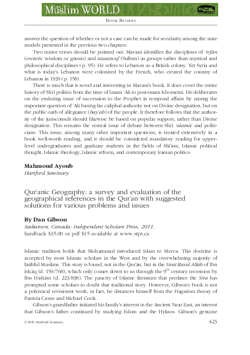 (PDF) Review of Dan Gibson's "Qur'anic Geography"