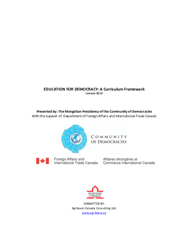 (PDF) Education for Democracy: A Curriculum Framework