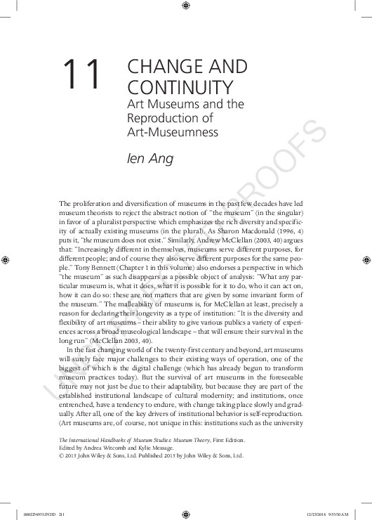 (PDF) Change and Continuity: Art Museums and the Reproduction of Art ...