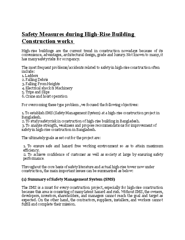 (DOC) Safety Measures during High-Rise Building Construction works