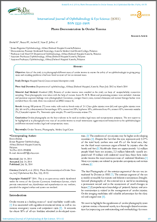 (PDF) Photo Documentation In Ocular Trauma