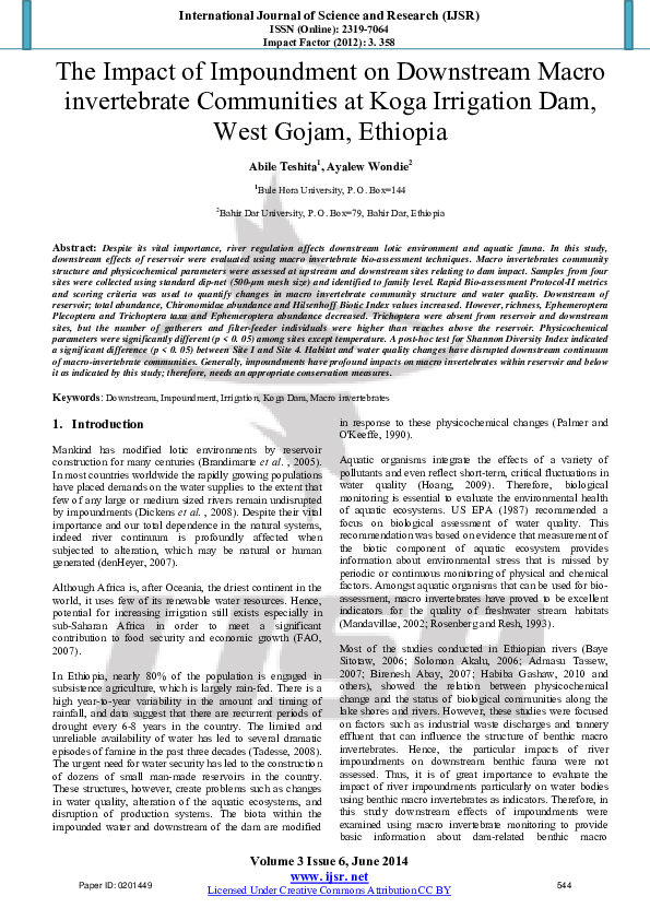 (PDF) The Impact of Impoundment on Downstream Macro invertebrate ...