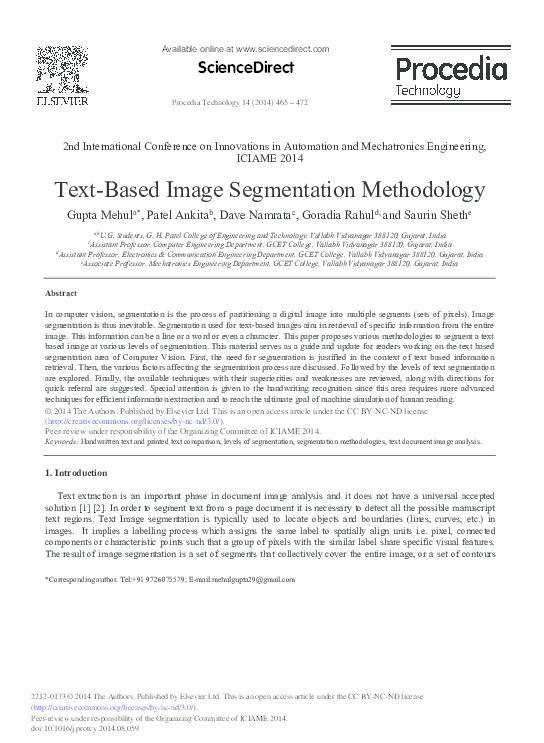 (PDF) Text-based Image Segmentation Methodology