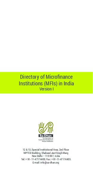 (PDF) Directory of Microfinance Institutions (MFIs) in India
