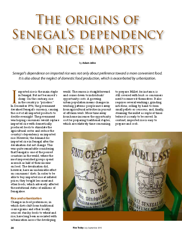 (PDF) The origins of Senegal's dependency on rice imports
