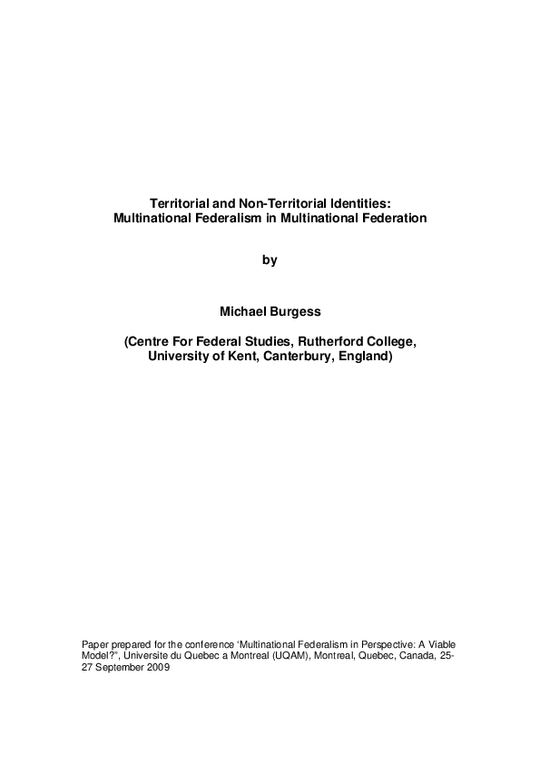 (PDF) Territorial and Non-Territorial Identities: Multinational ...