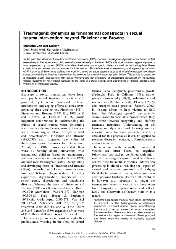 (PDF) Traumagenic dynamics as fundamental constructs in sexual trauma ...