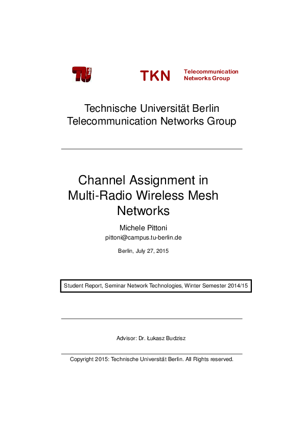 (PDF) Channel Assignment in Multi–Radio Wireless Mesh Networks