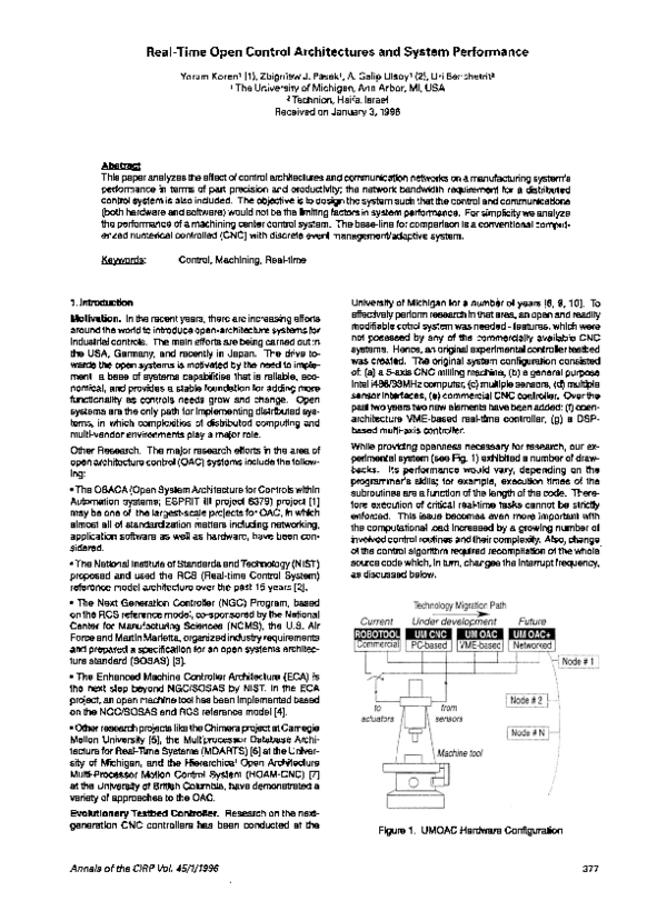 (PDF) Real-Time Open Control Architectures and System Performance