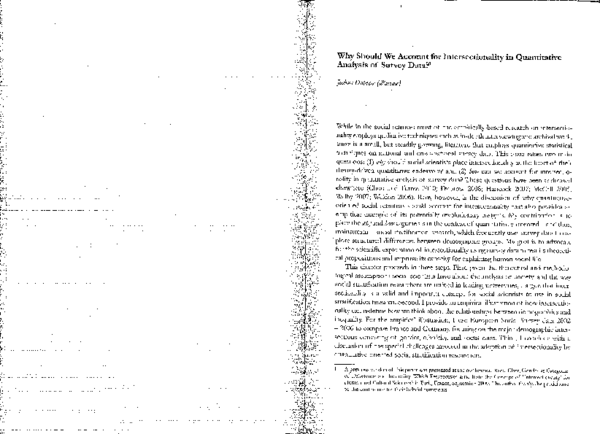 (PDF) Why Should We Account for Intersectionality in Quantitative ...