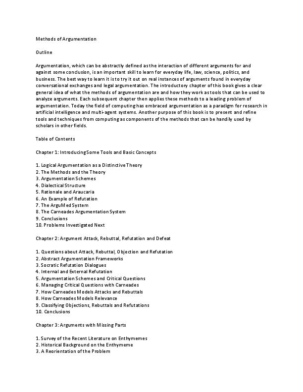 (PDF) Methods of Argumentation