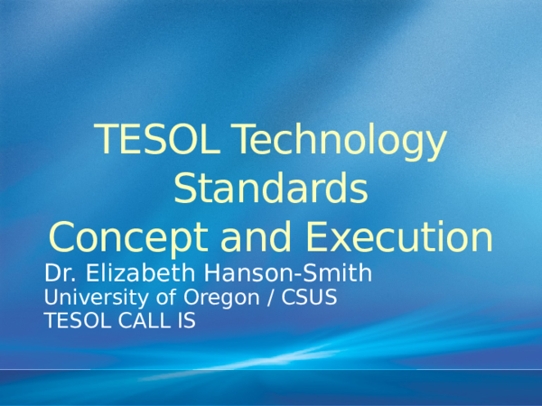 (PPT) TESOL Technology Standards: Concept and Execution
