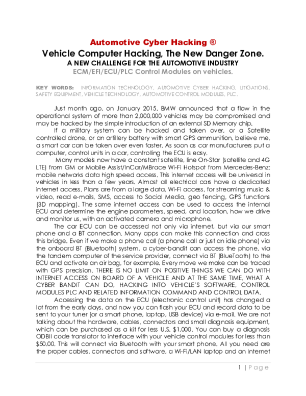 (PDF) A NEW CHALLENGE FOR THE AUTOMOTIVE INDUSTRY: Automotive Cyber ...