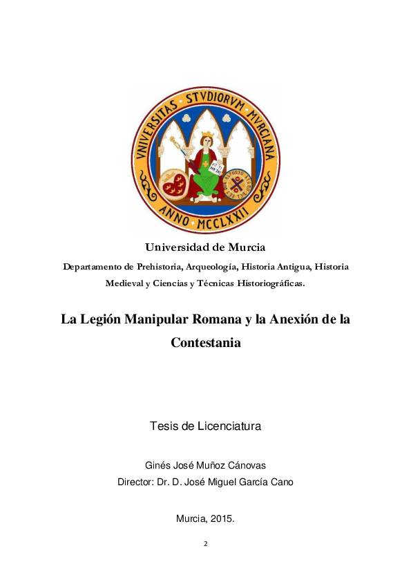 (PDF) La legión manipular romana y la anexión de la Contestania.