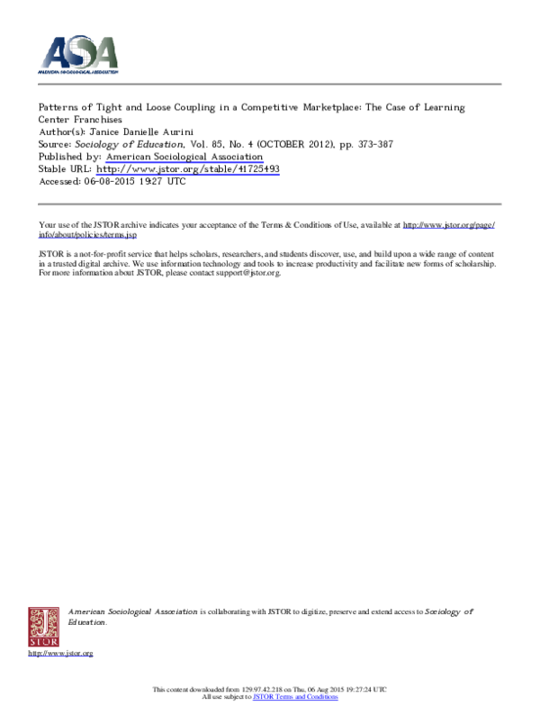 (PDF) Patterns of Tight and Loose Coupling in a Competitive Marketplace ...