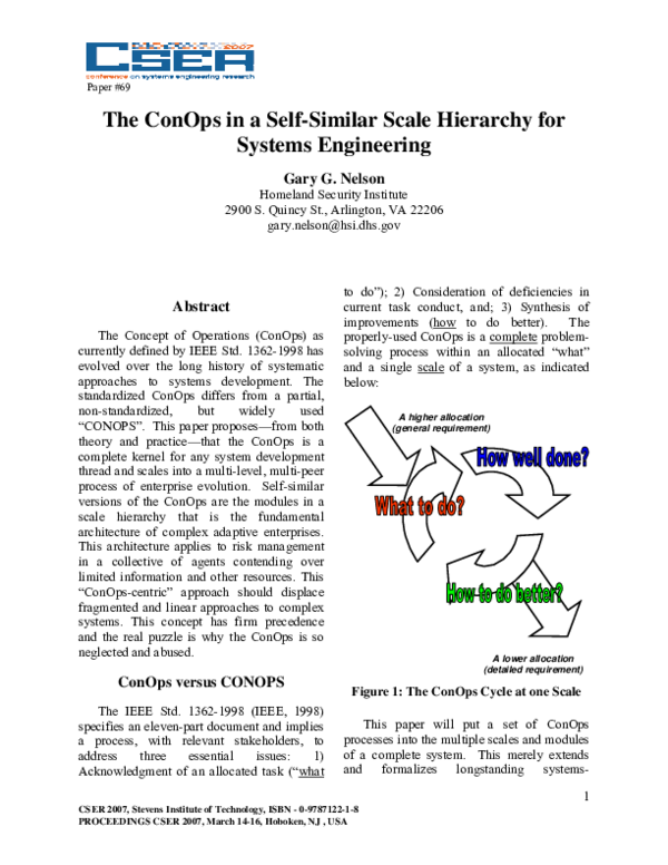 (PDF) The ConOps in a Self-Similar Scale Hierarchy for Systems Engineering