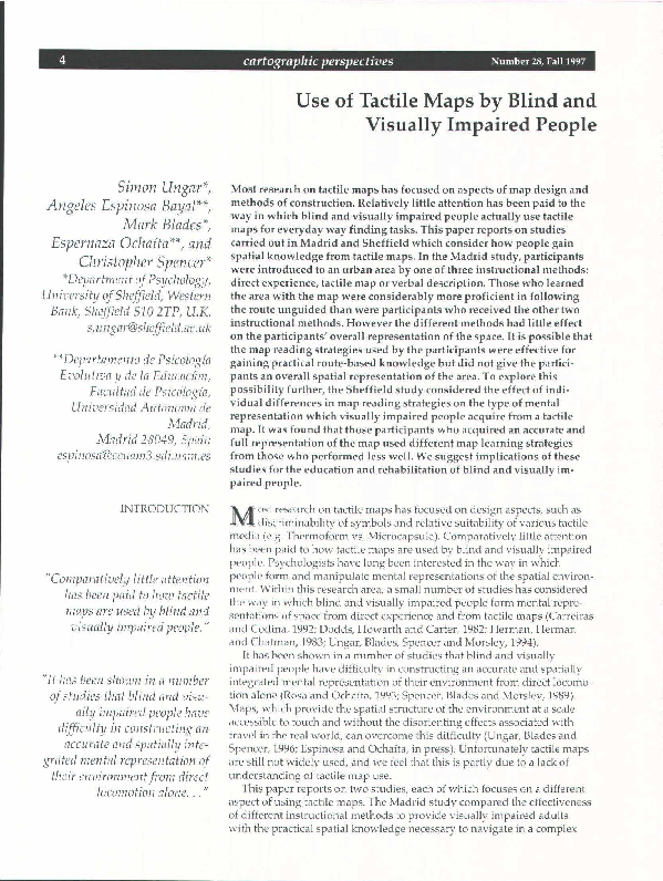 (PDF) Use of Tactile Maps by Blind and Visually Impaired People