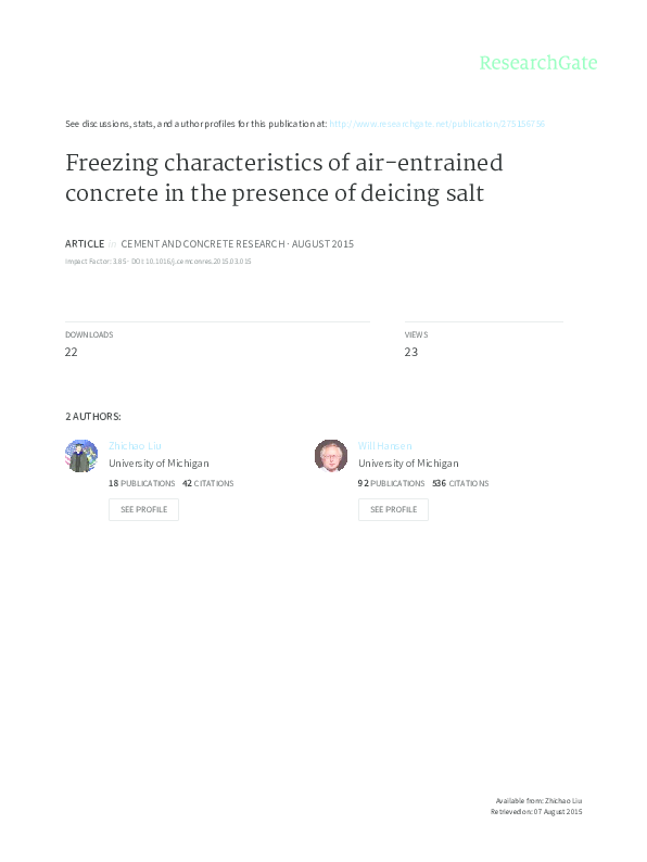 (PDF) Freezing characteristics of air-entrained concrete in the ...