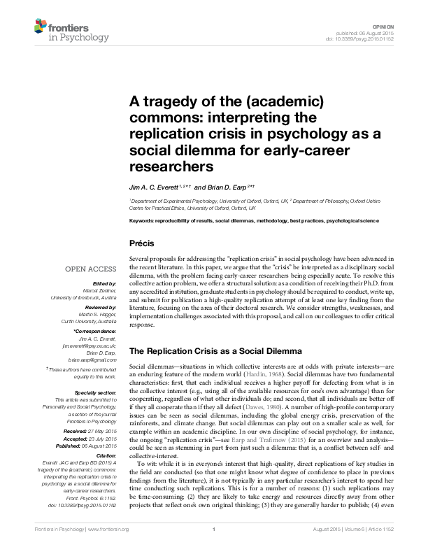 (PDF) A tragedy of the (academic) commons: interpreting the replication ...