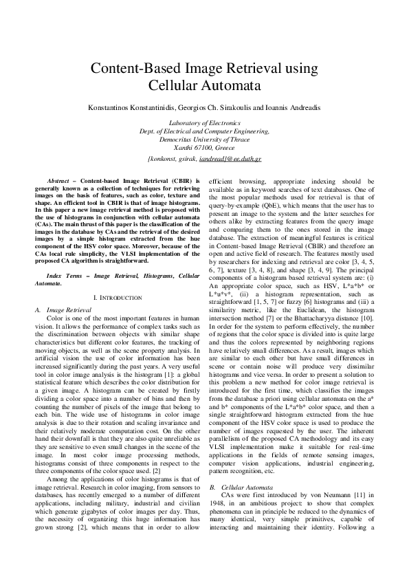 (PDF) Content-Based Image Retrieval using Cellular Automata