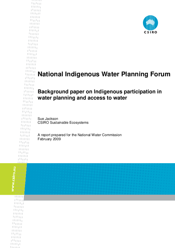 (PDF) National Indigenous Water Planning Forum: Background paper on ...
