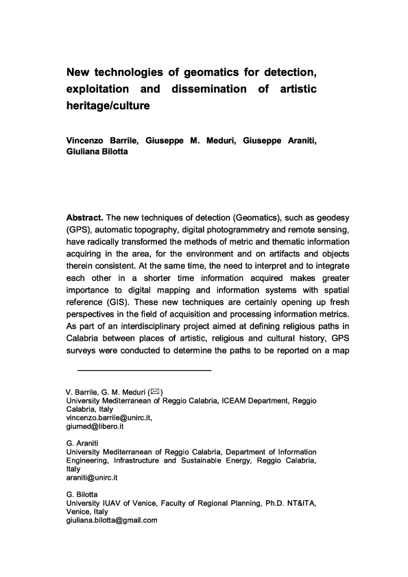 Pdf Geomatics For Mapping Cultural Heritage Paths 