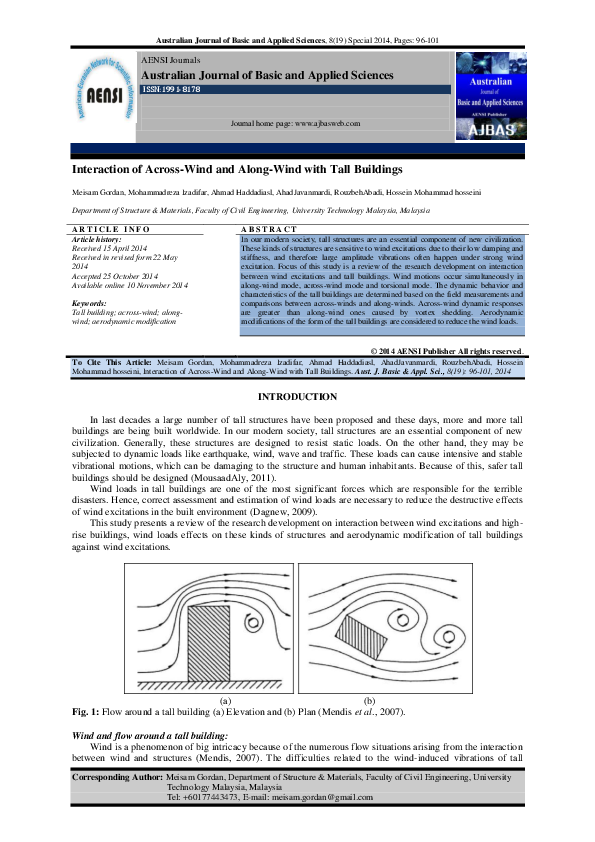 (PDF) Interaction of Across-Wind and Along-Wind with Tall Buildings