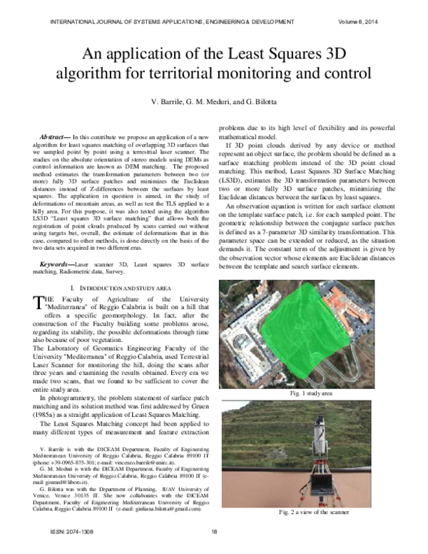 Pdf An Application Of The Least Squares 3d Algorithm For Territorial