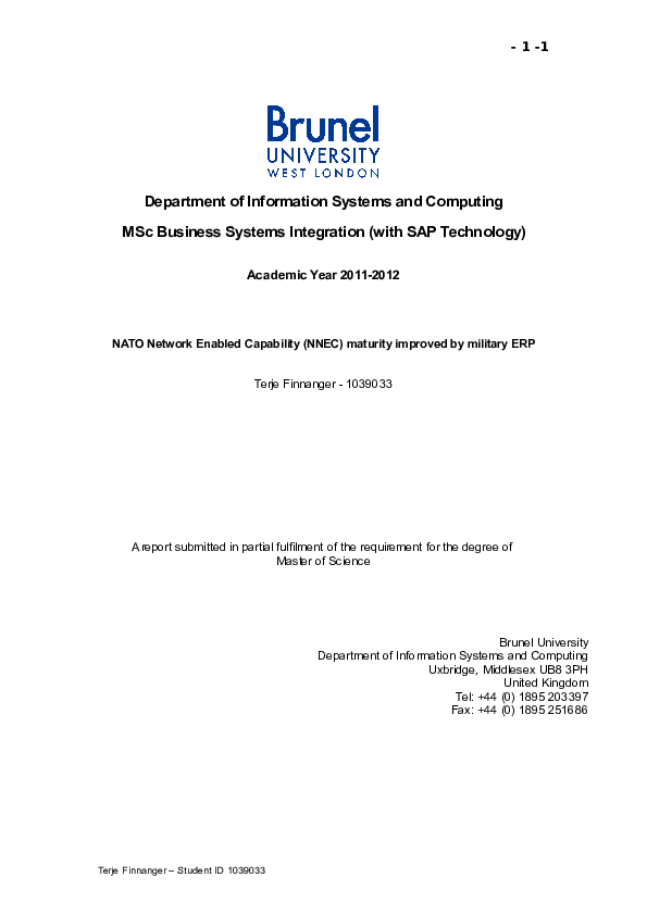 Doc Nato Network Enabled Capability Nnec Maturity Improved By Military Erp